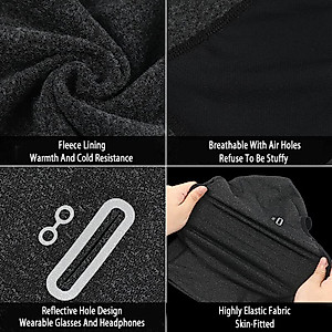 LEICURACE Skull Cap with Glasses Holes Thermal Cycling Helmet Liner Running Beanie for Men Women Black