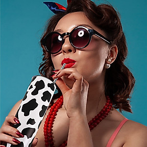 Cow Print Tumbler with Lid and Straw-Stainless Steel Insulated Thermal-Slim Cows Skinny Tumbler-Cow Print Decor-Cow Gifts for Women-Cow Tumbler-Cow Stuff-Birthday Gifts for Women Mom-20 oz Tumbler