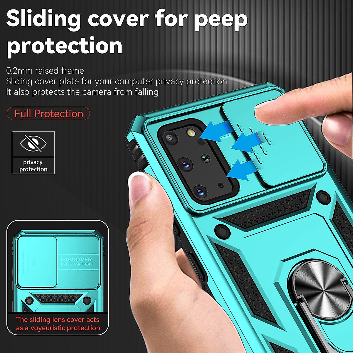 for Samsung Galaxy S20 Plus Case with Camera Lens Cover HD Screen Protector, Military-Grade Drop Tested Magnetic Ring Holder Kickstand Protective Phone Case for Samsung Galaxy S20+ Plus 5G (Mint)