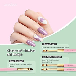 Komall Nail Art Brushes Set, 8Pcs Gel Polish Nail Art Design Painting Tools with Nail Extension Gel Brush Builder, Thin Nail Art Liner Brush and Nail Dotting Pen for Salon Home Diy Manicure 1
