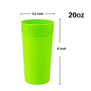 Youngever 18 Pack Unbreakable Plastic Tumblers 20 Ounce, Unbreakable Plastic Drinking Glasses, Plastic Cups, set of 18 in 9 colors