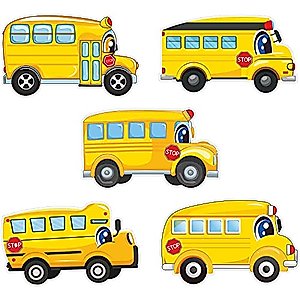 45 Pieces Colorful School Bus Cut-Outs, Bus Accents Paper Cutouts Name Tags Labels Yellow Bus Party Bulletin Board Classroom Decoration for Teacher Student Back to School Party Supplies,6.1X3.8 Inch