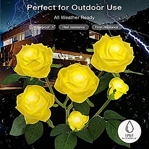 Outdoor Solar Garden Stake Lights,Upgraded LED Solar Powered Light with 6 Rose Flowers, Waterproof Solar Decorative Lights for Patio Pathway Courtyard Garden Lawn