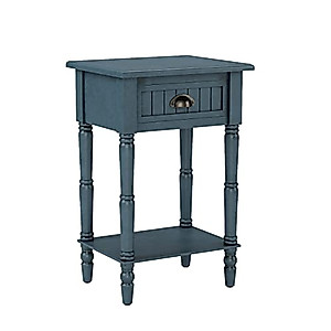 Decor Therapy Bailey Bead Board 1-Drawer Accent Table, Antique Navy