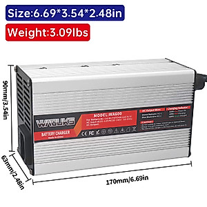 WAOUKS 58.4V 10A Charger 58.4V LiFePO4 Battery Smart Charger Used for 16S 48V LiFePO4 Battery High Power