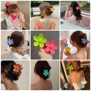 Flower Hair Clips 8PCS, Large Claw Clips for Women Girls Thick Thin Hair, Strong Hold Nonslip Big Dasiy Jaw Clamps Matte Hair Accessories 8 Colors