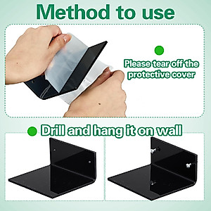 Juexica Small Acrylic Floating Shelves for Wall Adhesive Wall Mounted Shelves for Bathroom, Bedroom, Living Room, Office (Black,20 Pcs)