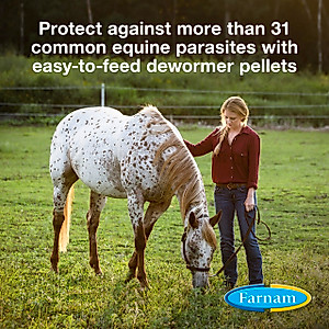 Farnam Pyrantel Care Daily Horse Dewormer 2.11% (Pyrantel Tartrate) for Horses of All Ages, Equine Anthelmintic, Continuous Protection Against Small Stronglyes, Ascardis and Pinworms, 50 lbs