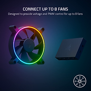 Razer PWM PC Fan Controller: Connects Up to 8 Fans - Custom Fan Curve Profiles - Convenient Fan Monitoring - Thin Profile