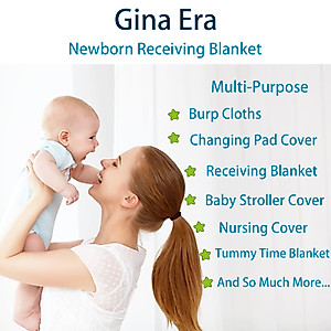 Gina Era Flannel Receiving Blankets, Baby Swaddle Blankets 100% Cotton 4 Pcs One Size 30 X 30 Inch for Baby Boy or Baby Girl (Style1)