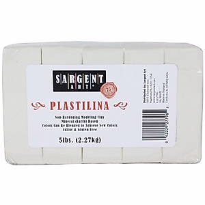 Sargent Art Plastilina Modeling Clay, White, 5 Pound, Non-Hardening, Long Lasting & Non-Toxic, Great for Kids, Beginners, and Artists