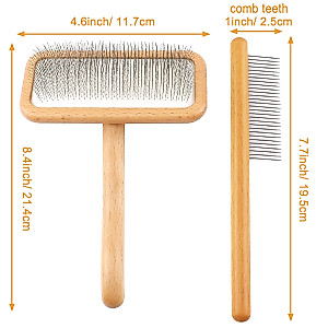Carpet Rake Sheepskin Wool Brush and Sheepskin Brush Cleaner Comb, More Suitable for Pile Carpets/Rugs, for Carding Fur, Restore Carpets Softness and Texture (Wood, 2PCS(Big+ Small)