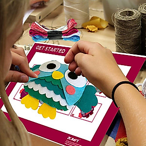 MOVEBO Sewing Kit for Kids, Owl Animal Toy Felt DIY Crafts Pack of 4 Felt Toy Sewing Crafts Kits for Kids Age 5-10 Years