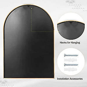 HARRITPURE 20" x 30" Arch Mirror Bathroom Wall Mounted Mirrors Gold Vanity Mirror with Metal Frame for Bedroom Living Room Entryway