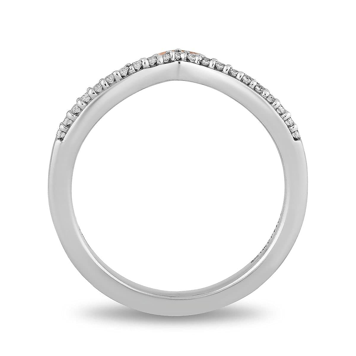 Jewelili Enchanted Disney Fine Jewelry 10K Rose Gold and Sterling Silver 1/10 Cttw Natural White Round Diamond Aurora Tiara Ring, Size 5