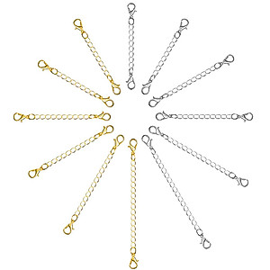 Paxcoo 12Pcs Chain Extender Jewelry Necklace Lobster Clasps and Closures for Necklace Bracelet Jewelry Making Supplies
