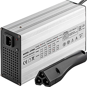 VEVOR Golf Cart Battery Charger 48V Club Car Charger 15A Golf Cart Electric Charger with RXV Plug/LED Club Car Battery Charger Aluminum Shell Power Wise Golf Cart Battery Charger for Ez Go Yamaha