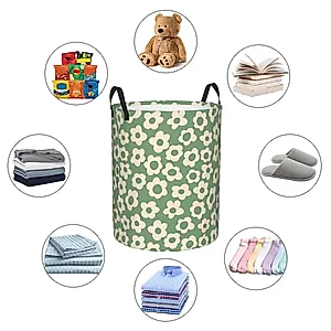 Vintage Groovy Flowers Laundry Basket - Easy Carry Handles Laundry Basket, Large Foldable Laundry Hamper for Bedroom, Bathroom, Dorm, Laundry Room, 75L
