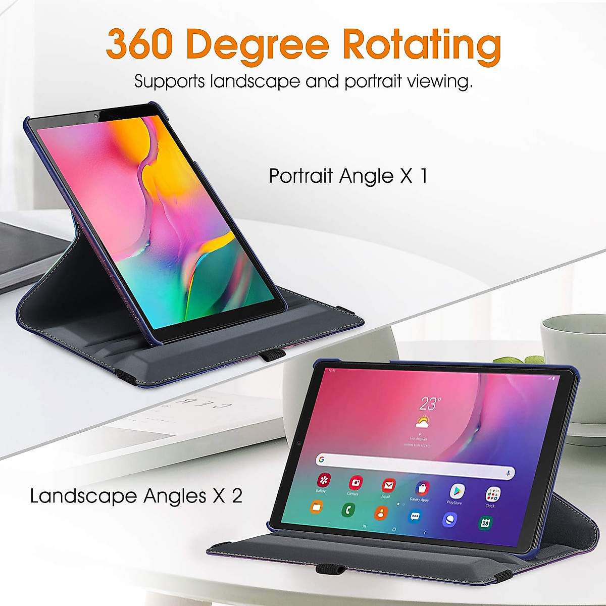 Fintie Rotating Case for Samsung Galaxy Tab A 10.1 2019 Model SM-T510/T515/T517, Premium PU Leather 360 Degree Swivel Stand Cover, Galaxy