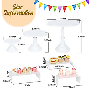 6PCS Cake Stand Set, White Metal Cake Stands for Party, Dessert Table Display Set, 3 Size Round Cake Pedestal Stand with Cupcake Risers Stands, Dessert Holders for Weddings, Birthday, Baby Shower