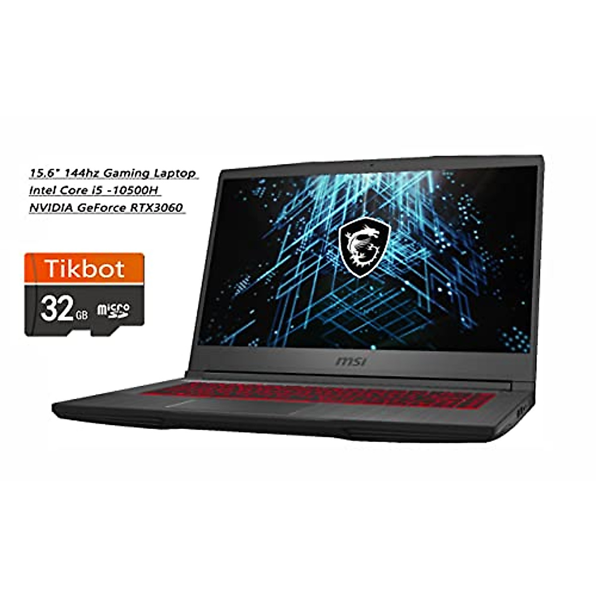 MSI GF65 15.6" 144hz Gaming Laptop - Intel Core i5-10500H NVIDIA GeForce RTX3060 Laptop GPU, Backlit Keyboard, Wi-Fi 6 Windows10. (16GB RAM|1TB PCIe SSD)