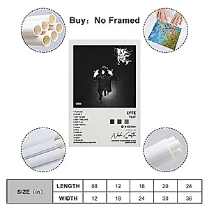 xiaOma Yeat Poster Lyfe Album Cover Poster Canvas Art Painting Decor Wall Posters Bedroom Gym Decorative Gift 12x18inch(30x45cm)