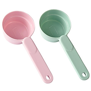 Joyinjojo Dog Food Scoop 1 Cup 1/2 Cup - 2 Pack Melamine Dog Food Measuring Cup, Pet Food Scoop for Dog Cat...Comfortable Long Handle for Easy to Scoop Food
