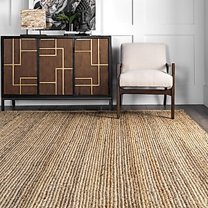 nuLOOM Rigo Hand Woven Farmhouse Jute Area Rug, 4' x 6', Natural