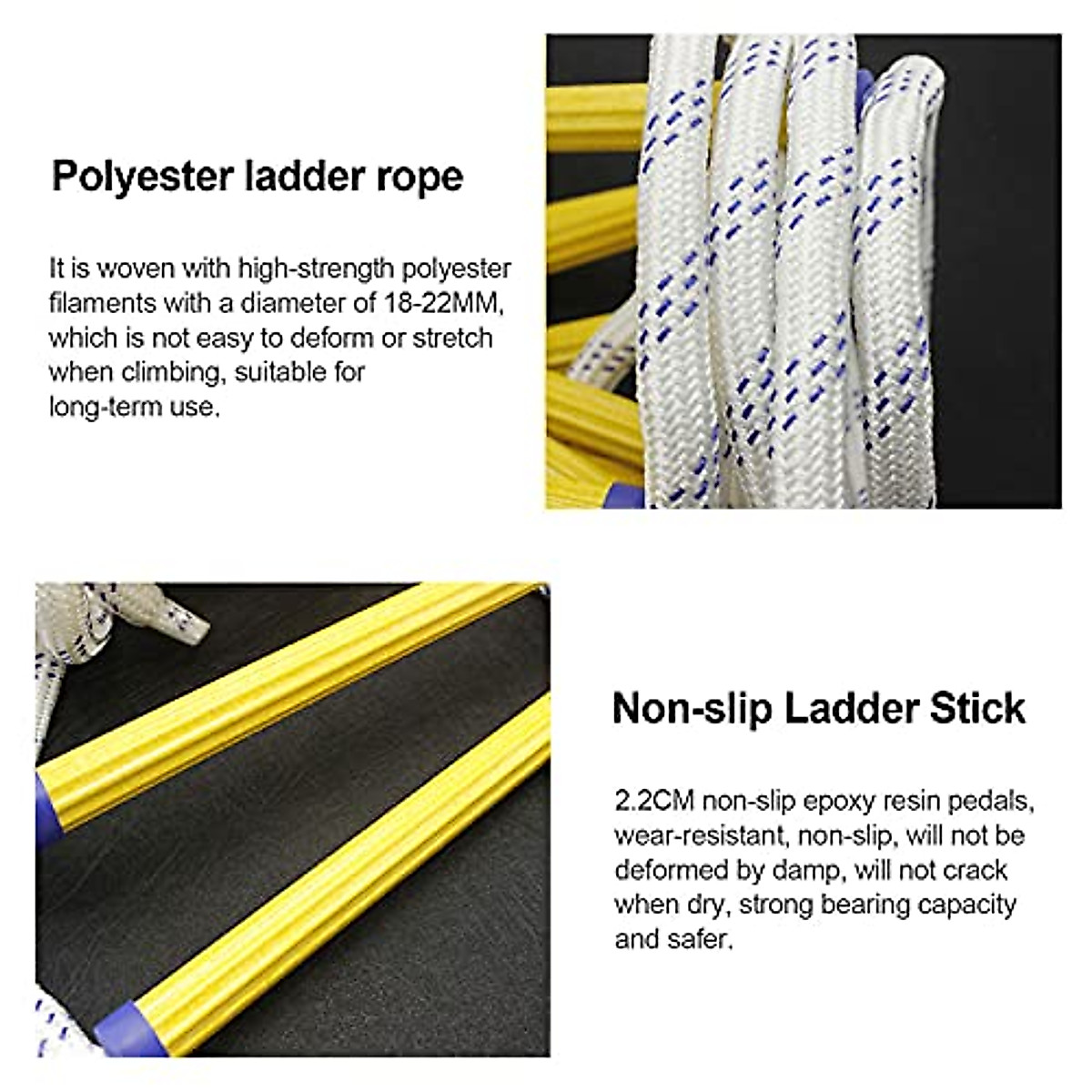 LQX Window Ladder Escape Rope Ladder 2-9 Story Homes, Emergency Climbing Rope Ladders for Kids and Adults Flame Resistant Safety Rope Ladders/18M