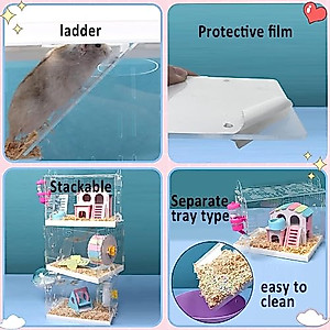 Hamster Transparent Tray Cage Acrylic Single Layer Villa Simple Cavie Guinea Pig Cage Pet Houses Habitats Supplies for Hamster Gerbils Dwarf Hamster Rat Guinea Pig (11.8 * 7.9 * 5.9)