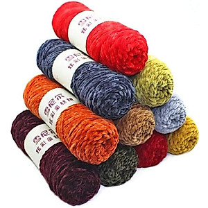 Gray Solid Color Hand Woven Thick Crochet Thread Chenille Velvet Yarn Soft Wrapping for Craft Scarves Sports Blankets 100g