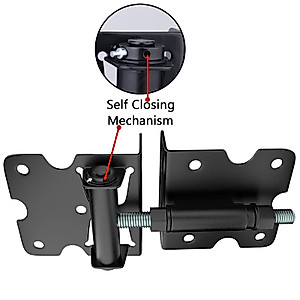 Bordersmover Self Closing Gate Hinges, Heavy Duty for Vinyl/Wood/Metal Fence, Pack of 2, with Slef-Tapping Screws and Adjuster Tool