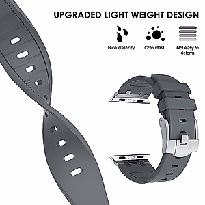 NewWays for Apple Watch Ultra 2 Band 49mm 45mm 44mm 42mm for Men, AP Wide Sport Liquid Silicone Rubber Band with Stainless Steel Adapter for Apple Watch Band for iWatch Series 8 7 6 5 SE Ultra Luxury