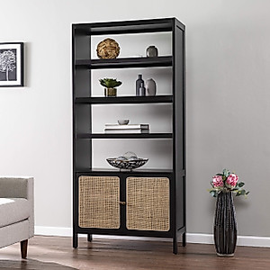 SEI Furniture Carondale Bookshelf, Standard, Black, Gold, Natural