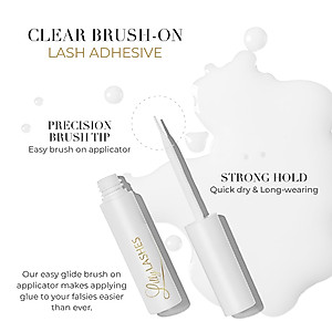 Lilly Lashes Clear Eyelash Glue, Brush On Lash Glue for False Eyelashes, Eyelash Extension Glue for Fake Eyelashes and Natural, Wispy Lashes, Clear Glue Lash Brush, Latex Free Lash Supplies