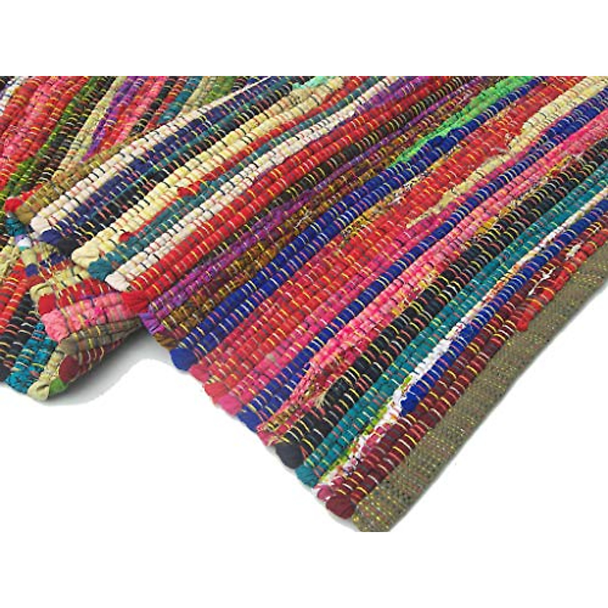 Chardin home - Eco Friendly 100% Recycled Cotton Colorful Chindi Runner Area Rug - 2'x7', Multi