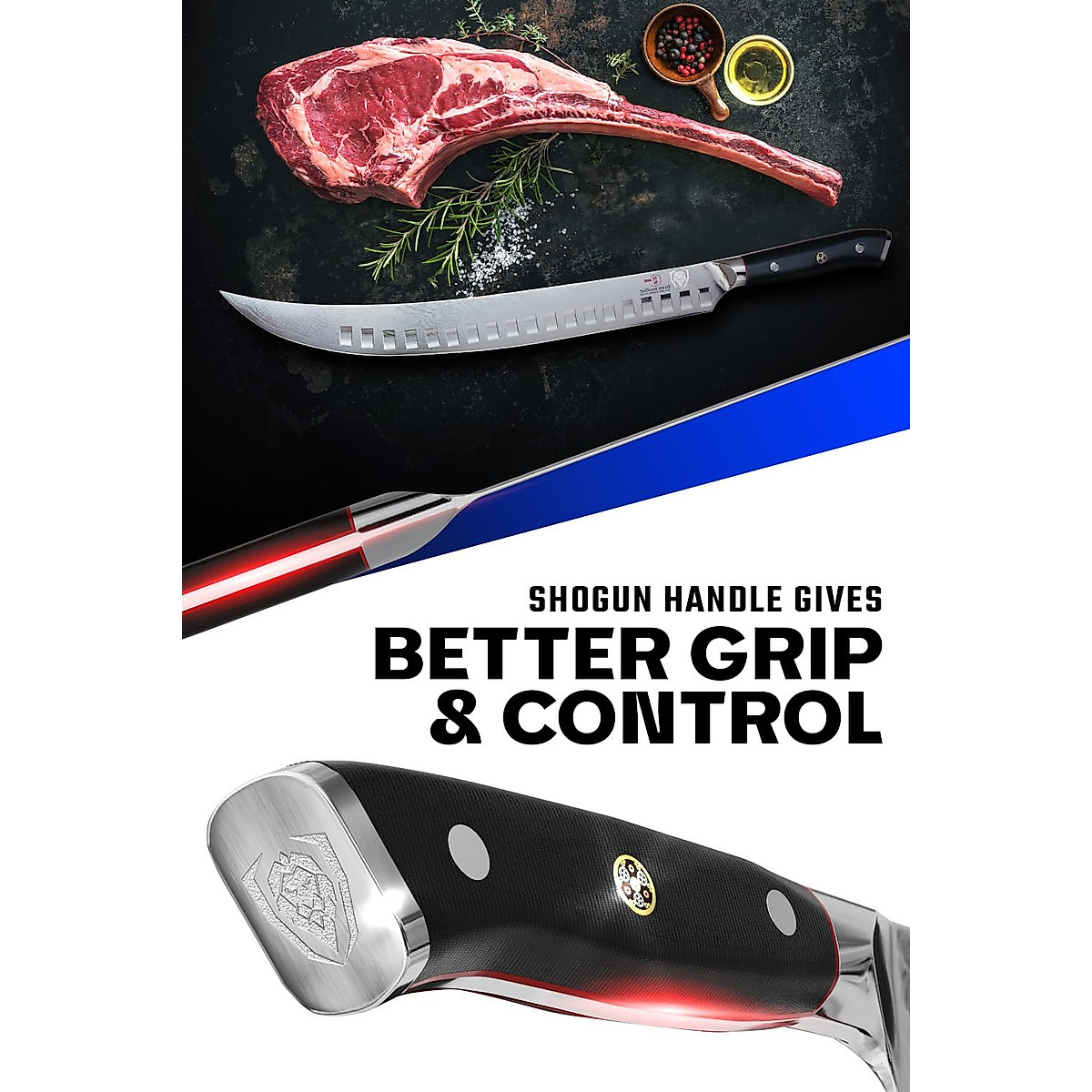 DALSTRONG Butcher Knife - 12.5 inch Slicer - Shogun Series ELITE - Japanese AUS-10V Super Steel - Black G10 Handle - Vacuum Treated Cimitar Meat Breaking Knife - Sheath Included