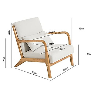 JKYOU Comfy Chair for Bedroom Lazy Sofa Single Sofa Chair Simple Balcony Home Wooden Leisure Sofa