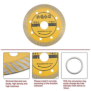 HARFINGTON Diamond Blade, 4" 105mm Diamond Saw Blades Diamond Cutting Wheel with 20mm Arbor for Angle Grinder for Cutting Tile Concrete, Masonry, Brick, Marble and Other Stone, Yellow