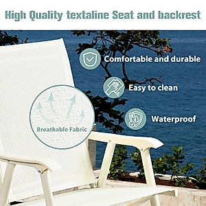 BPS Patio Folding Chairs 4-Pack Portable Dining Chairs Outdoor Textilene Sling Chairs for Camping, Beach, Garden, Pool, Backyard, Deck
