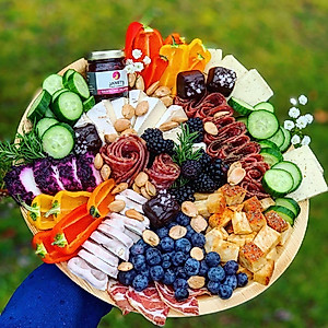 Dtocs Disposable Charcuterie Board 13" Round Palm Leaf Plate (25) | Bamboo Like Strong Compostable Trays, Serving Platters, Grazing, Cheese Boards for Wedding Parties, Catering Sturdy than Paper Plate