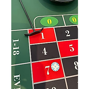 The Gaming Mat Company Roulette Table Mat for Casino Home Game Nights- Deluxe Vegas Roulette Table 35.5" x 71" x 0.12"- Big Mats Smooth Fabric Topper- Space for A Roulette Wheel- Double & Single Zero
