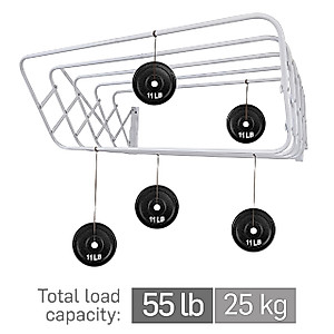 SOH DESIGN Steel Wall Mount Clothes Drying Rack, White Powder Coated, 9 Rods Expandable, for Laundry, Bathroom, Balcony,Indoor-Outdoor Use, 24 in Wide