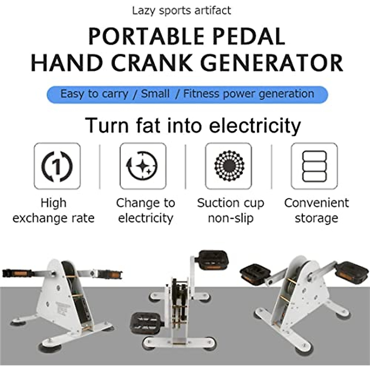Hand Crank Generators 50W/100W Foot Pedal Power Generator, Pedal Power Generator with USB Interface/DC1-35V Output, Easy To Carry Bicycle Generator Charger,100W