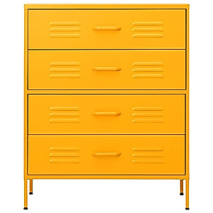 vidaXL Chest of Drawers Home Indoor Living Room Bedroom Side Drawer Storage Cabinet with Levellers Sideboard Furniture Mustard Yellow Steel