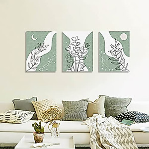 Bohemia Wall Art Set of 3, Framed Canvas Boho Wall Decor, Mid Century Modern Wall Decor for Living Room, Bedroom, Bathroom, Office 12"x16"x3