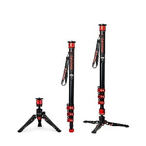 IFOOTAGE Cobra 3 A180F Monopod for Cameras, 71" Aluminum Professional Video Monopod with Tripod Base, Max Load 10KG