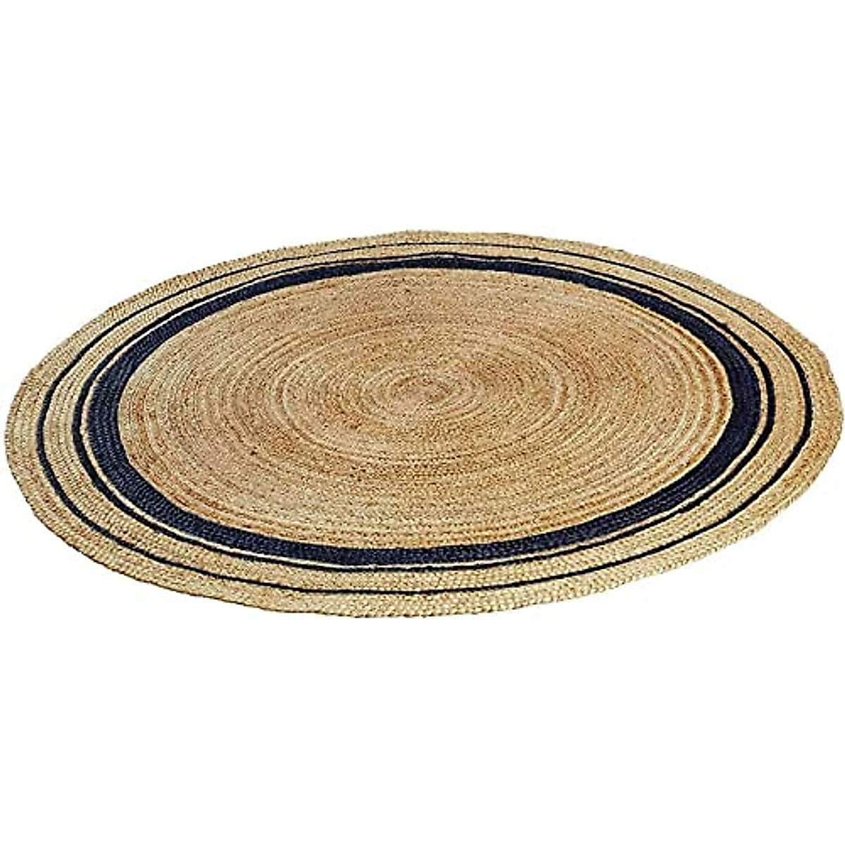 Yonir Exports Hand Braided Round Black Border Natural Jute Area Rugs for Living , Kitchen, Garden Indoor & Outdoor Carpet-8" (96 Inch)