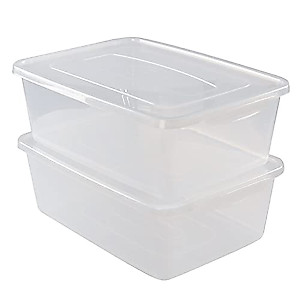 Bblina Clear Storage Bins, Plastic Latch Boxes set of 2, 16 Quarts