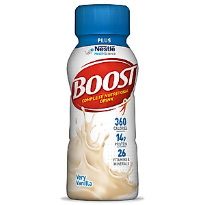 Boost Plus Complete Nutritional Drink, Very Vanilla, 8 fl oz Bottle, 12 Pack (Packaging May Vary)